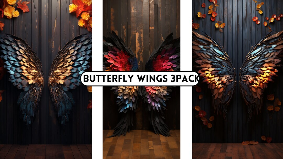 Butterfly Wings Digital Backdrop, Digital Background, Wings Background ...