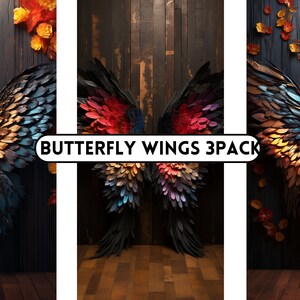 Butterfly Wings Digital Backdrop, Digital Background, Wings Background ...