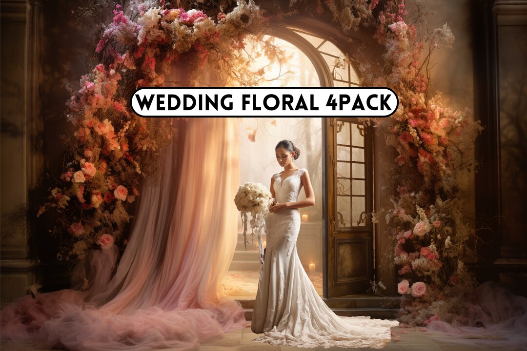 Floral Wedding Digital Backdrop, Digital Background, Wedding Background ...