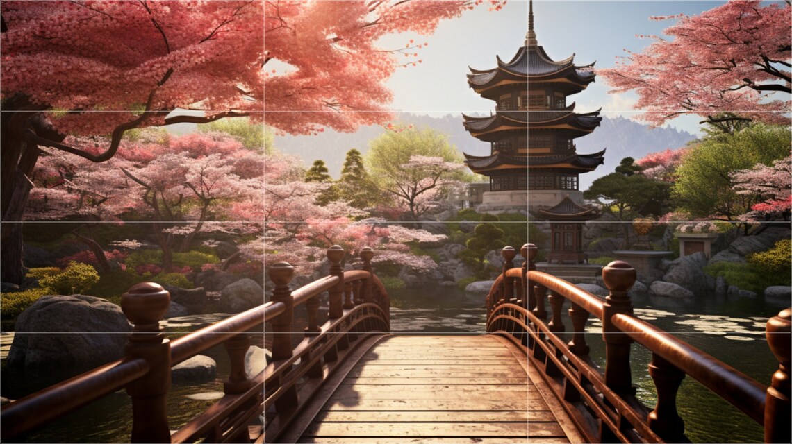 Japanese Garden Digital Backdrop, Digital Background, Japanese Garden ...