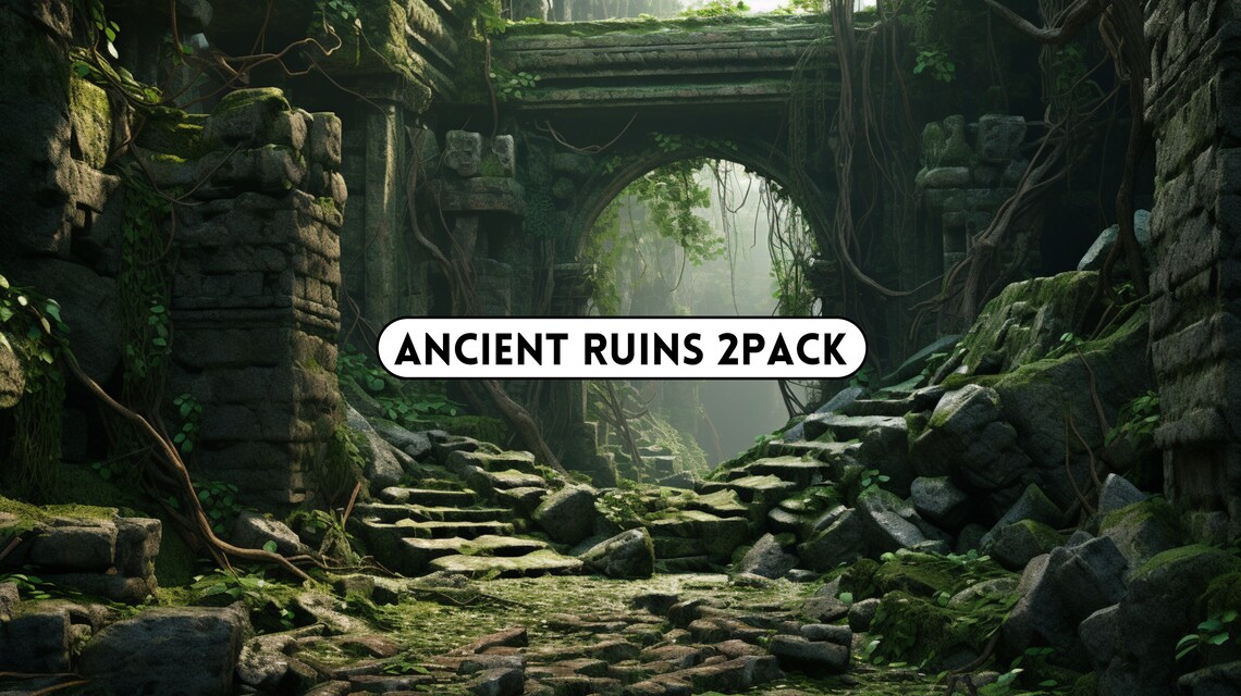 Ancient Ruins Digital Backdrop, Digital Background, Ruins Background ...