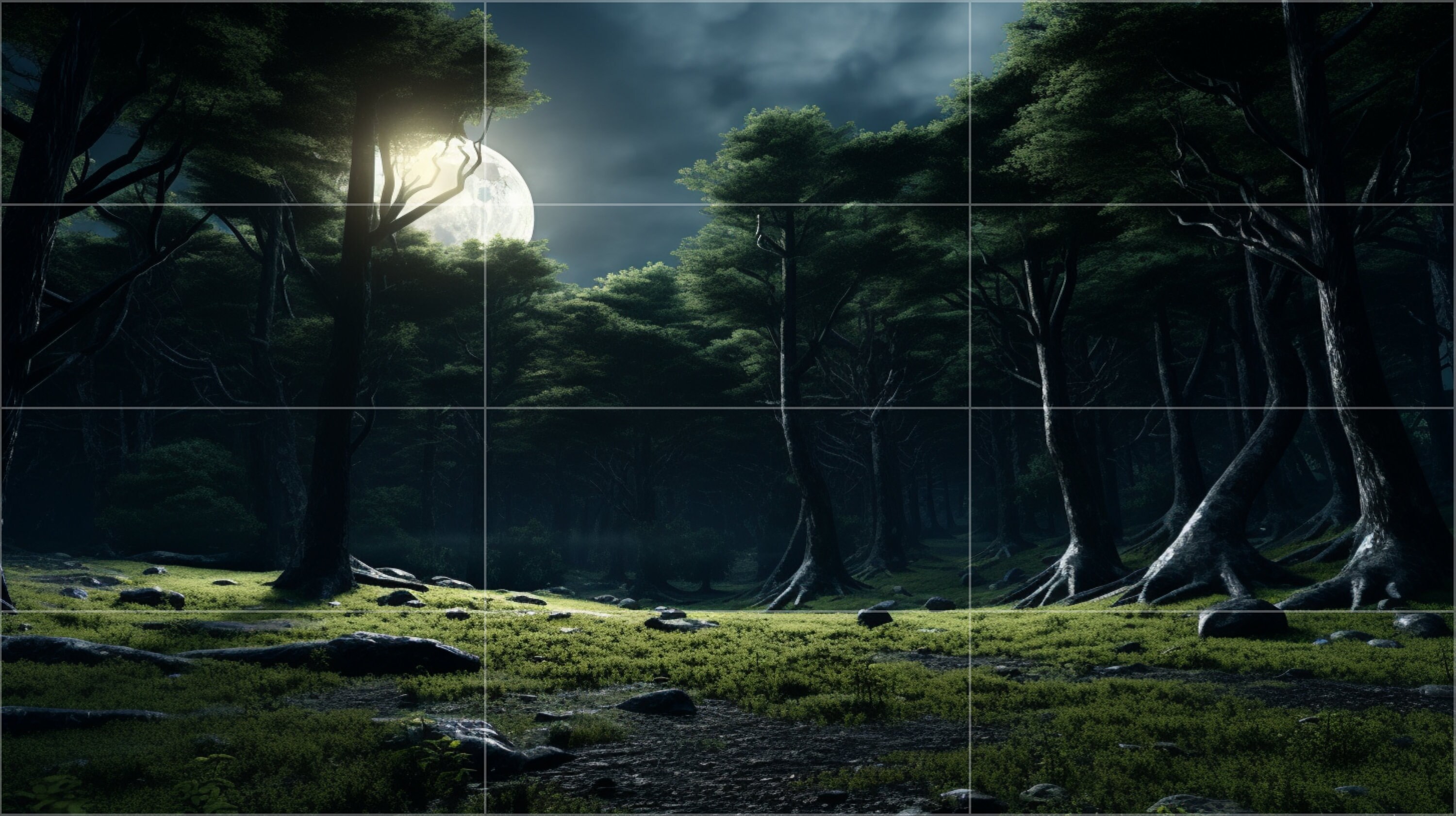 Werewolf Digital Backdrop, Digital Background, Forest Full Moon ...