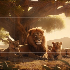 Lion Digital Backdrop, Digital Background, Lion Nature Background for ...