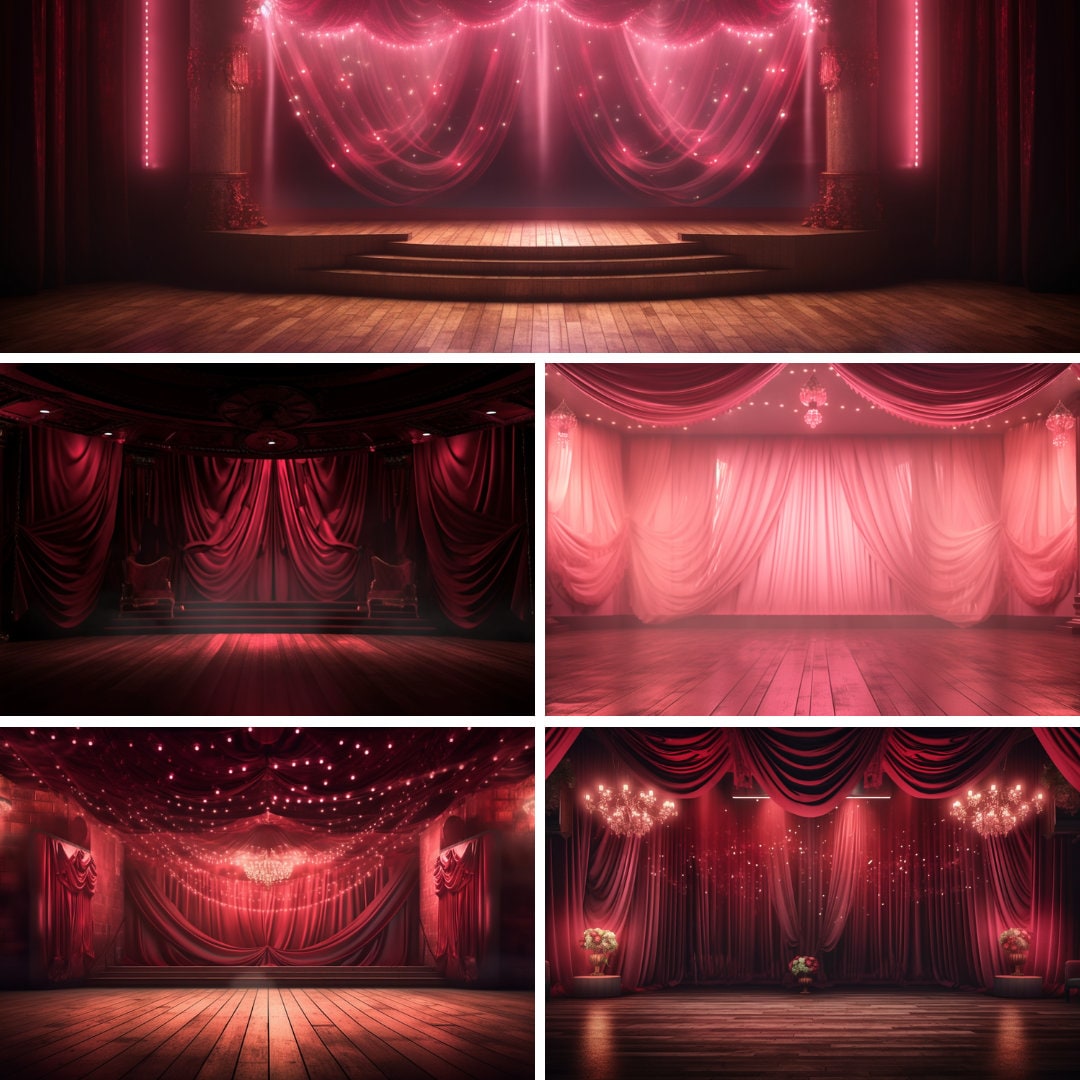 Burlesque Stage, Mafia Cosplay, Digital Backdrop, Red Stage ...
