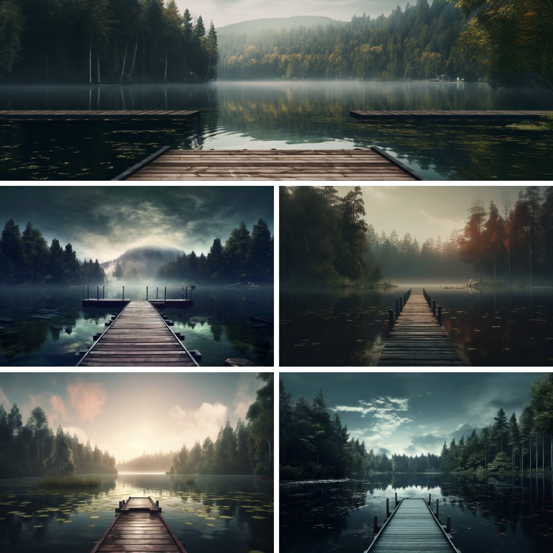 Lakeside Backdrop | Mountains | Photoshop Digital Backgrounds | Lake ...