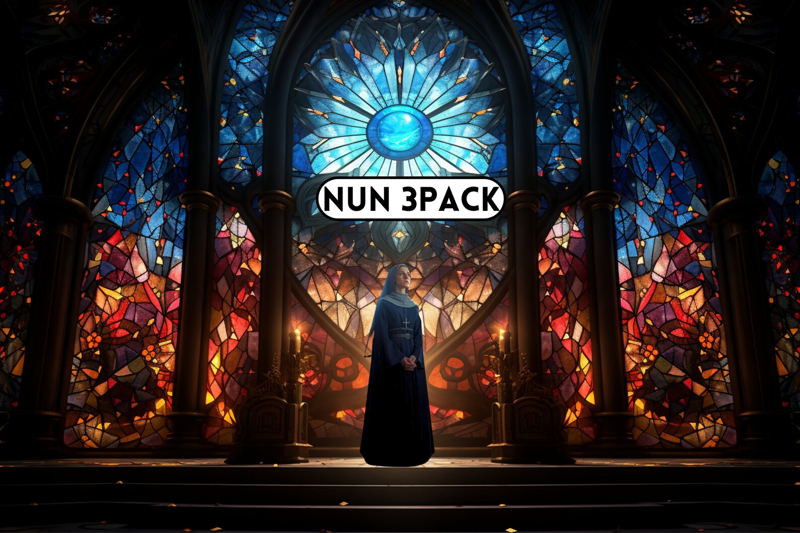 Nun Digital Backdrop, Digital Background, Mystical Church Nun ...