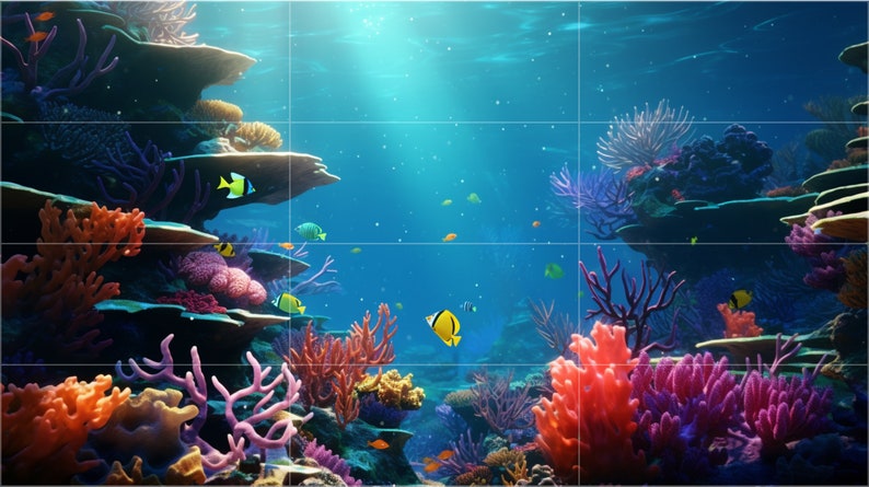 Underwater Digital Backdrop, Digital Background, Marine Life Background ...