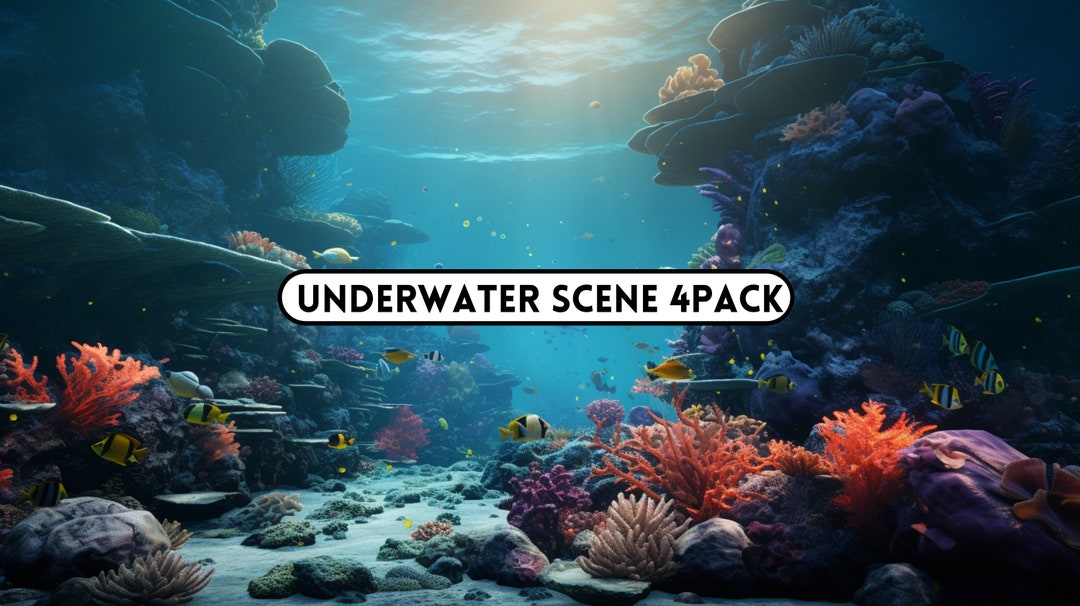 Underwater Digital Backdrop, Digital Background, Marine Life Background ...