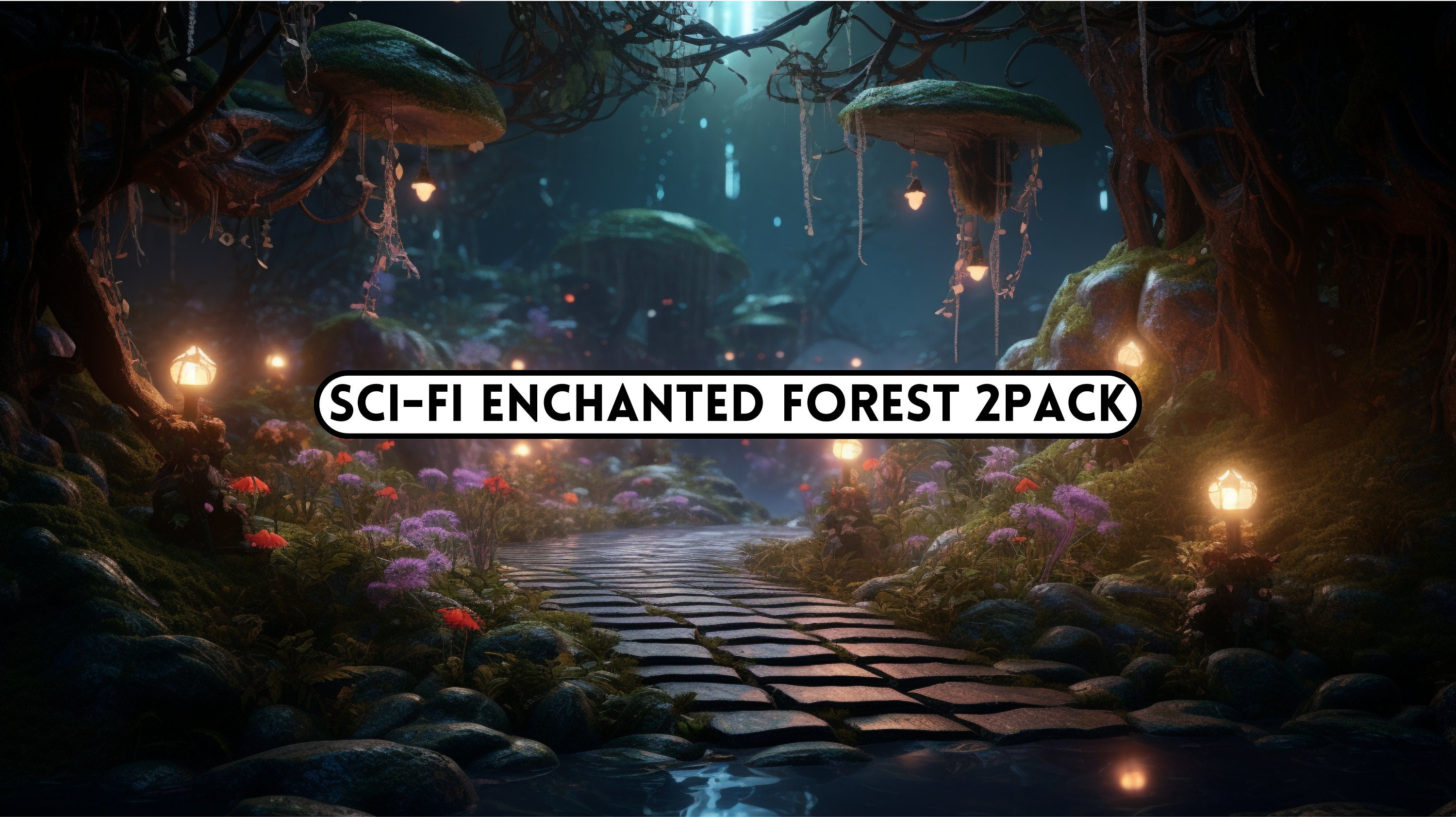 Sci-fi Forest Digital Backdrop, Digital Background, Enchanted Forest ...