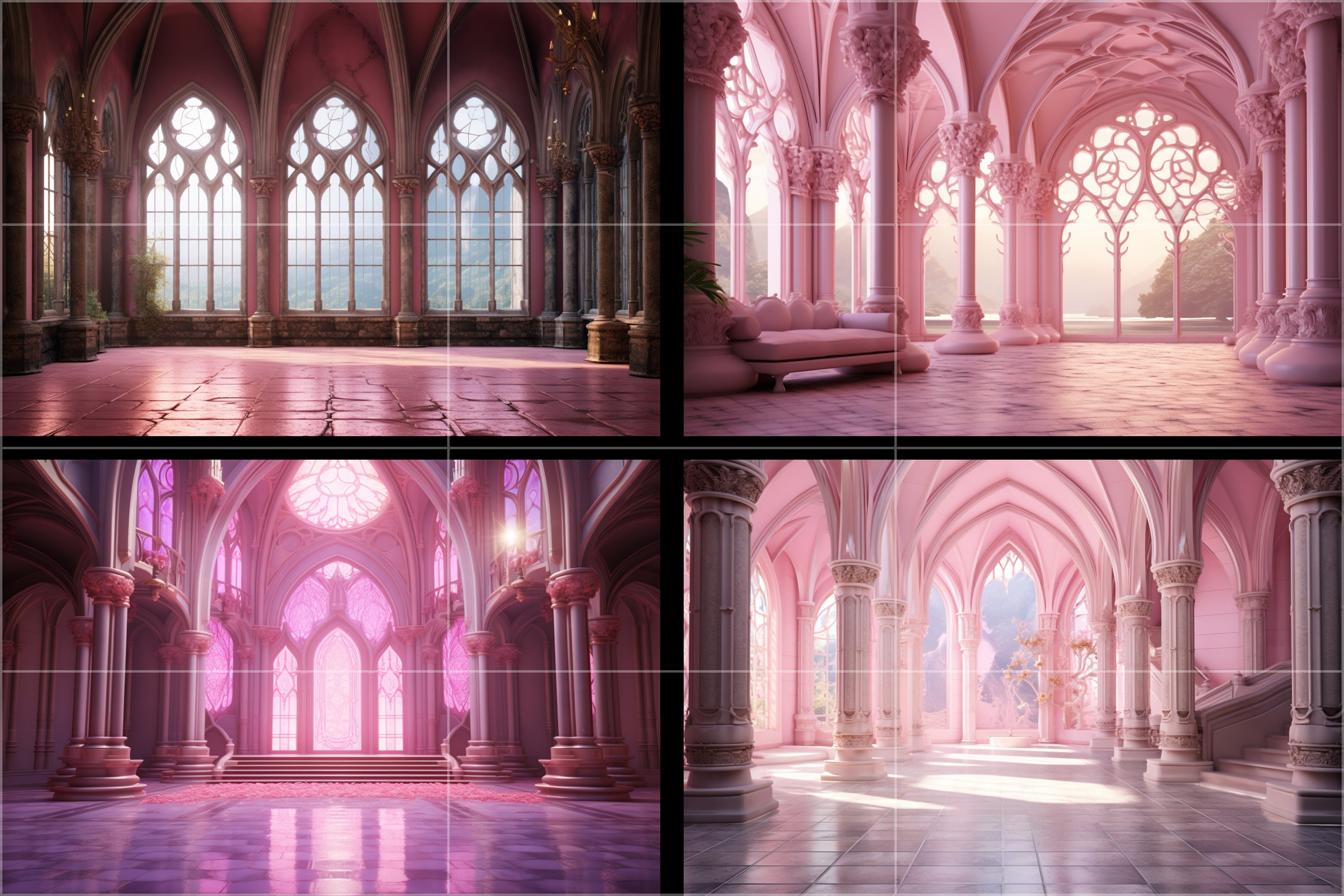 Pink Barby Castle Digital Backdrop, Digital Background, Pink Castle ...