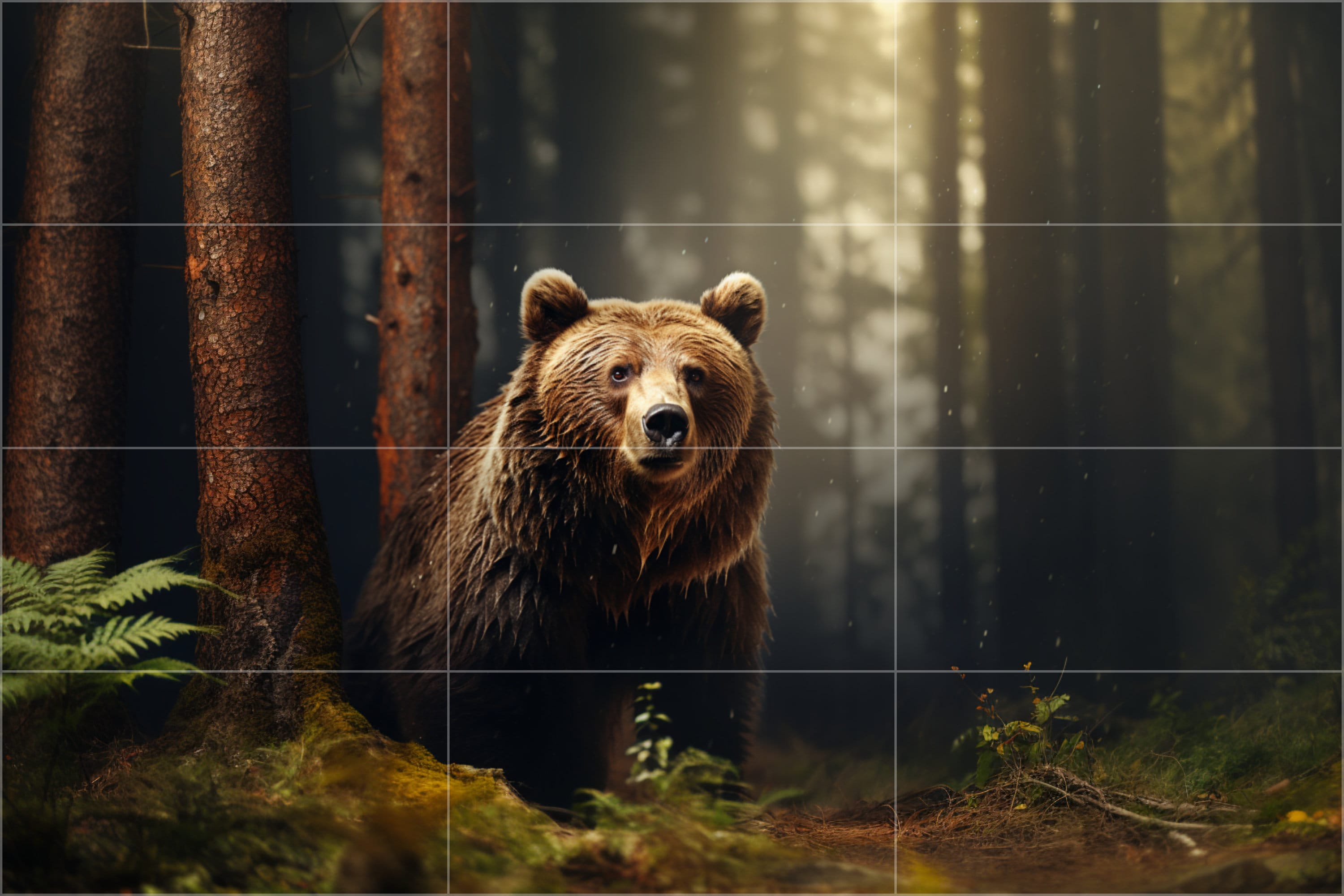 Grizzly Bear Digital Backdrop, Digital Background, Forest Animal ...