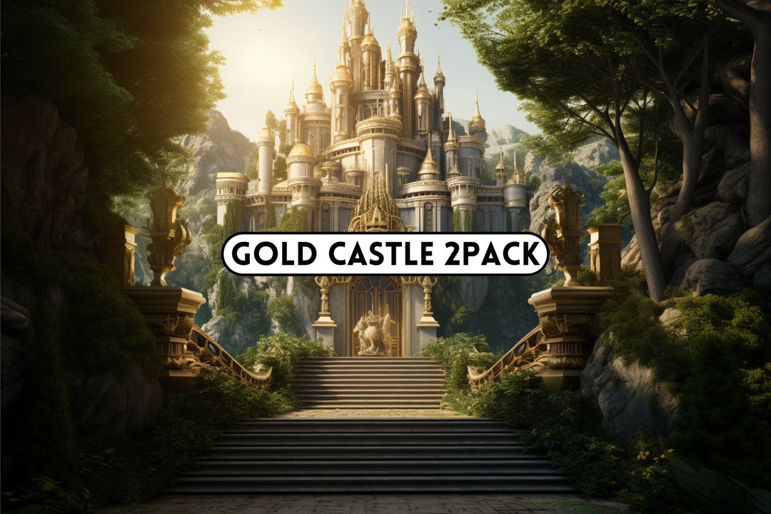 Gold Castle Digital Backdrop, Digital Background, Castle Background for ...