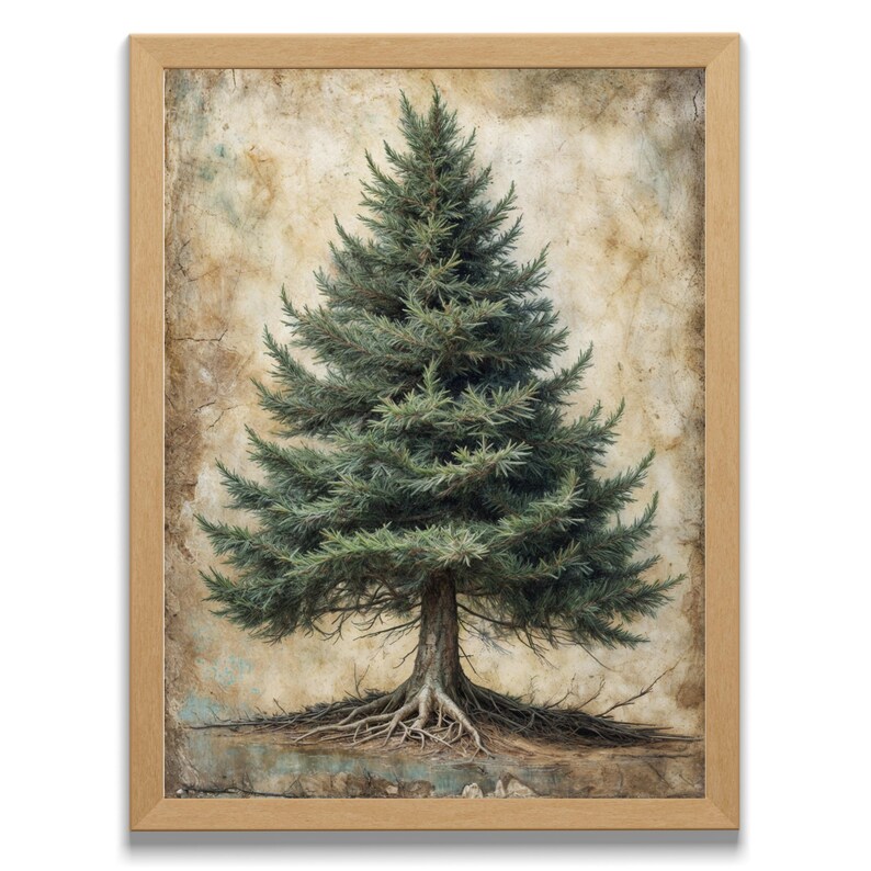 Evergreen Tree Art, Neutral Holiday Art, Pine Tree Sketch, Pine Tree ...