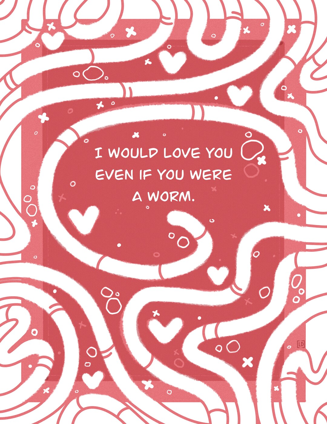 Worm Love Valentines Day Card - Etsy