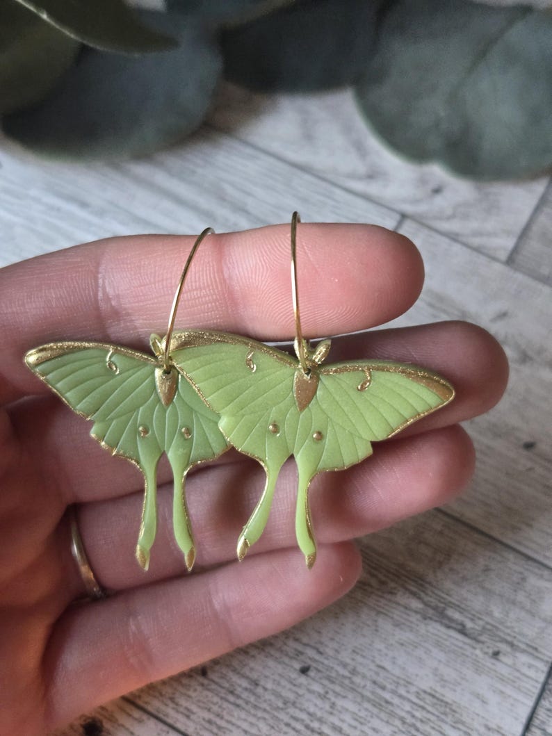 Luna Moth Earrings, Moths, Celestial Earrings, Cottagecore, Witchy ...
