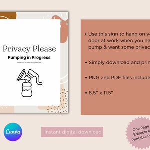 Printable Pumping in Progress Sign | Printable Breastfeeding Sign ...