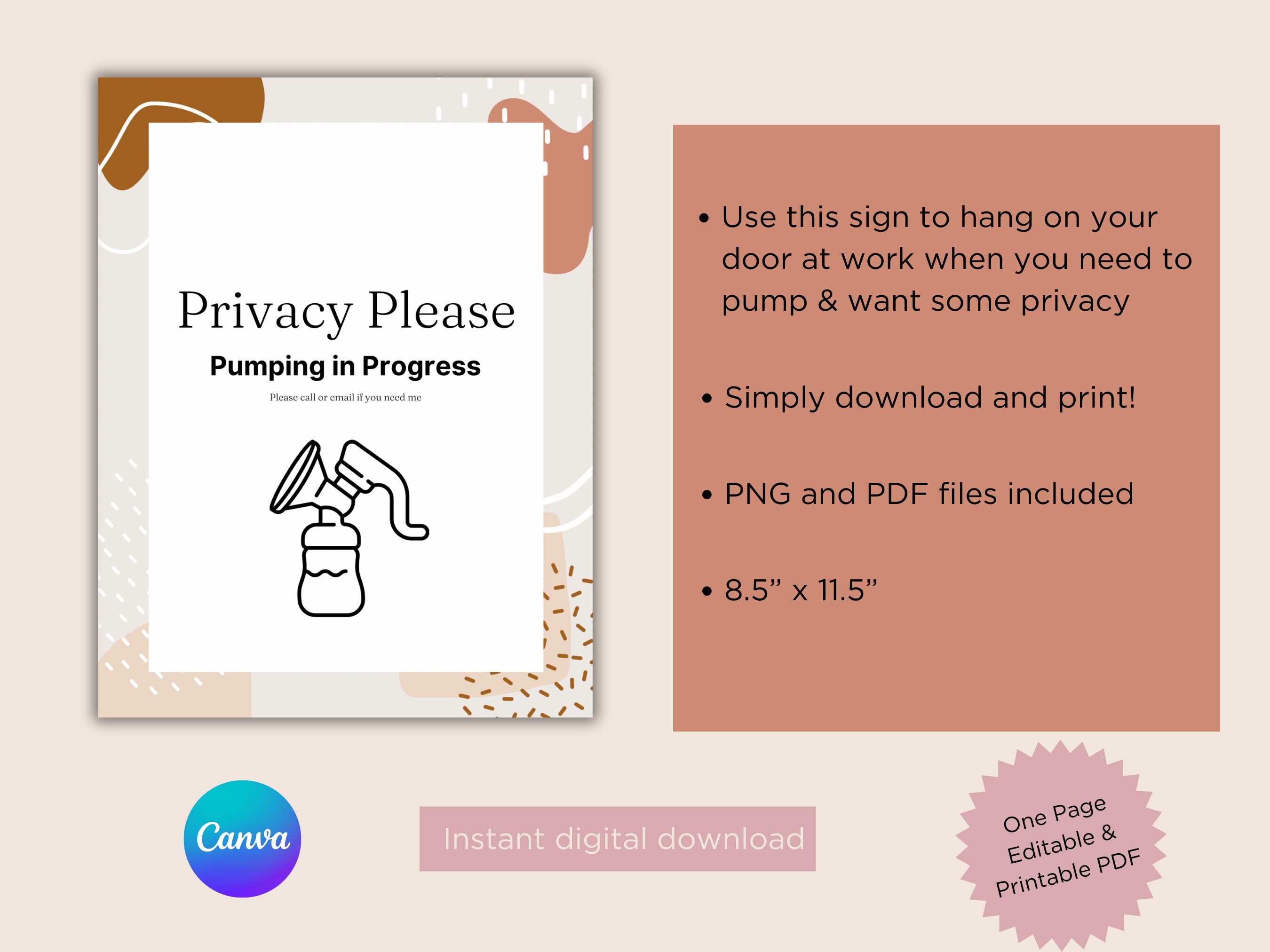 Printable Pumping in Progress Sign Printable Breastfeeding Sign Pumping ...