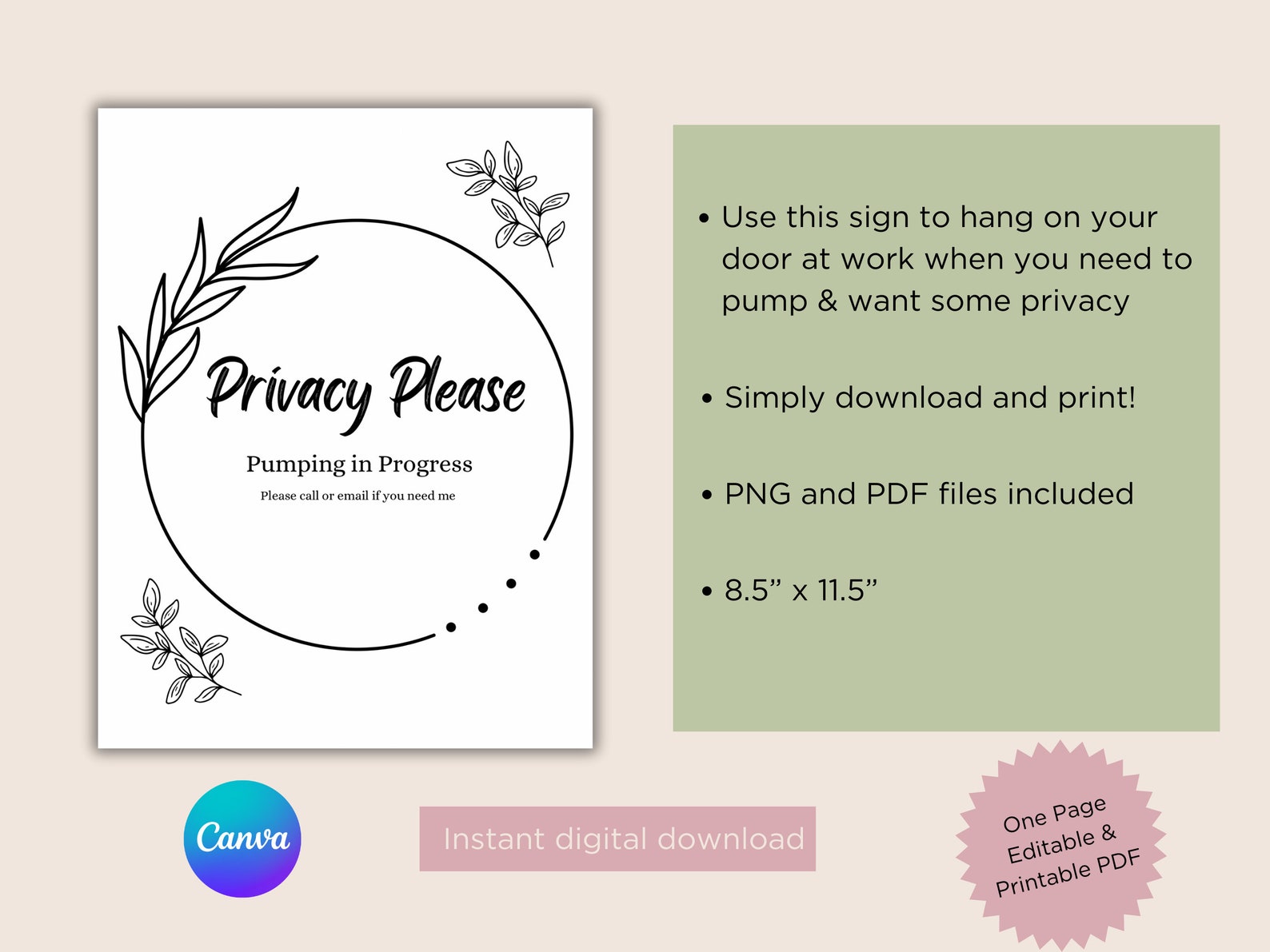 Printable Pumping in Progress Sign | Printable Breastfeeding Sign ...