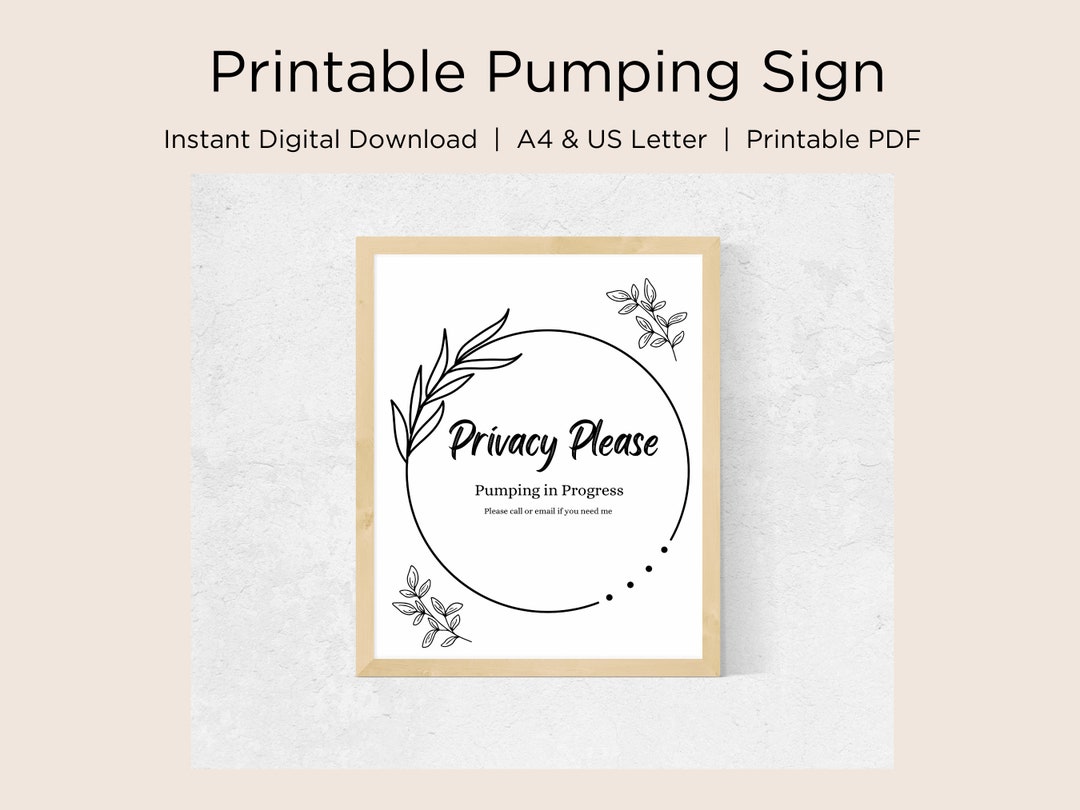 Printable Pumping in Progress Sign Printable Breastfeeding Sign Pumping ...