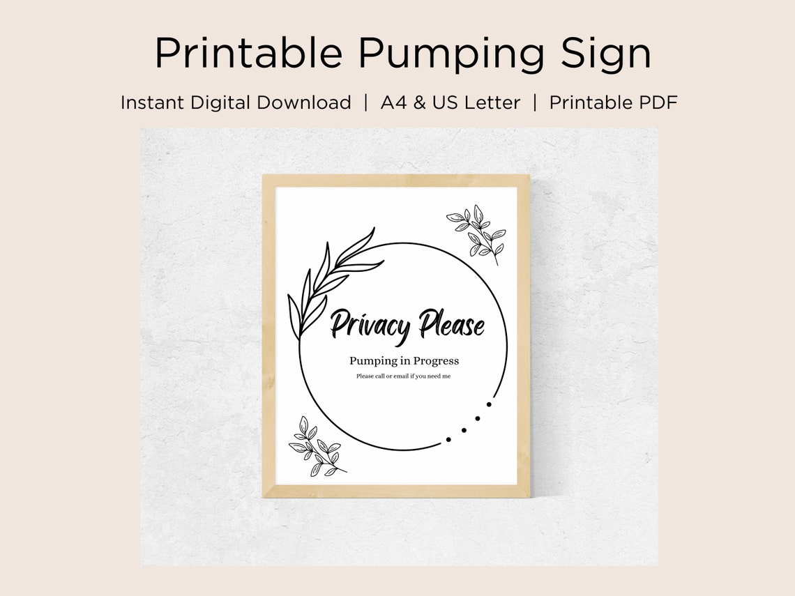 Printable Pumping in Progress Sign Printable Breastfeeding Sign Pumping ...