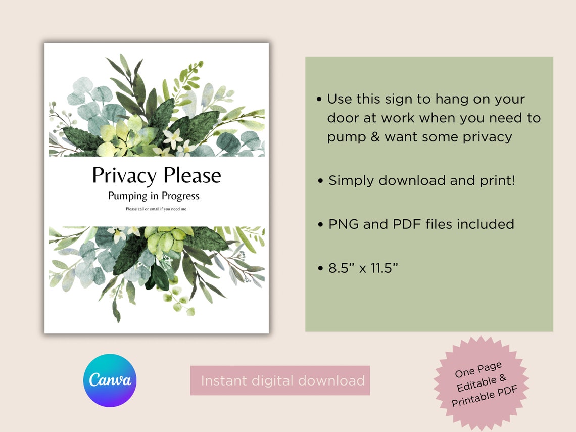 Printable Pumping in Progress Sign Printable Breastfeeding Sign Pumping ...