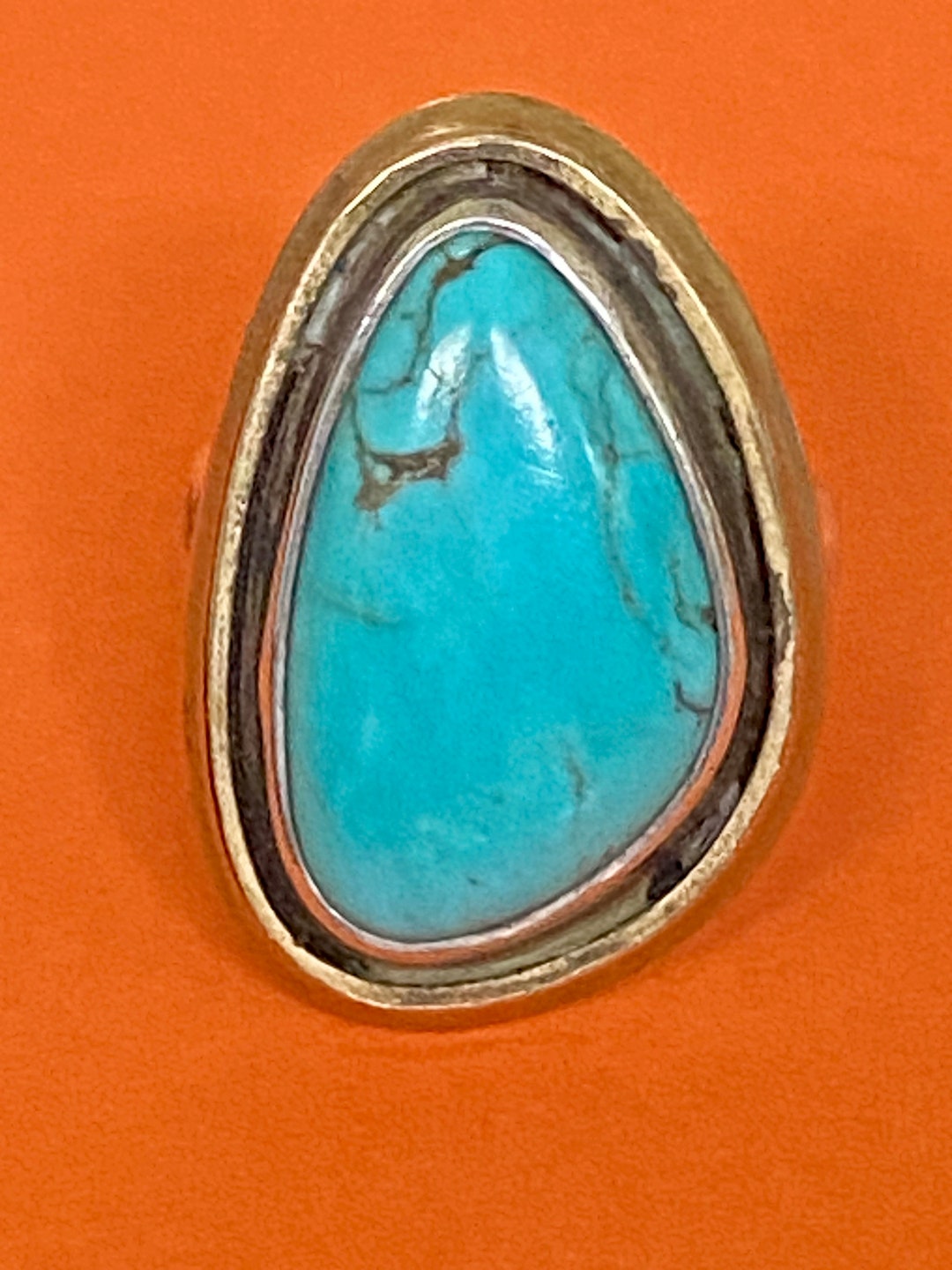 James Avery Retired Silver Bronze Turquoise HTF Puerto De Luna Ring Size 7.5 - Etsy