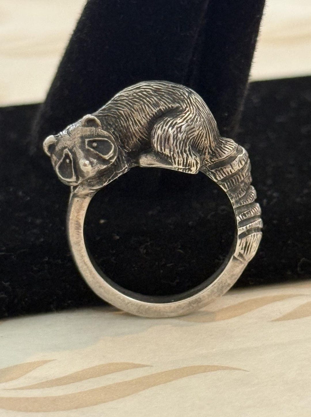 James Avery Retired RARE Sterling Silver Raccoon Wrap Around Ring Size ...
