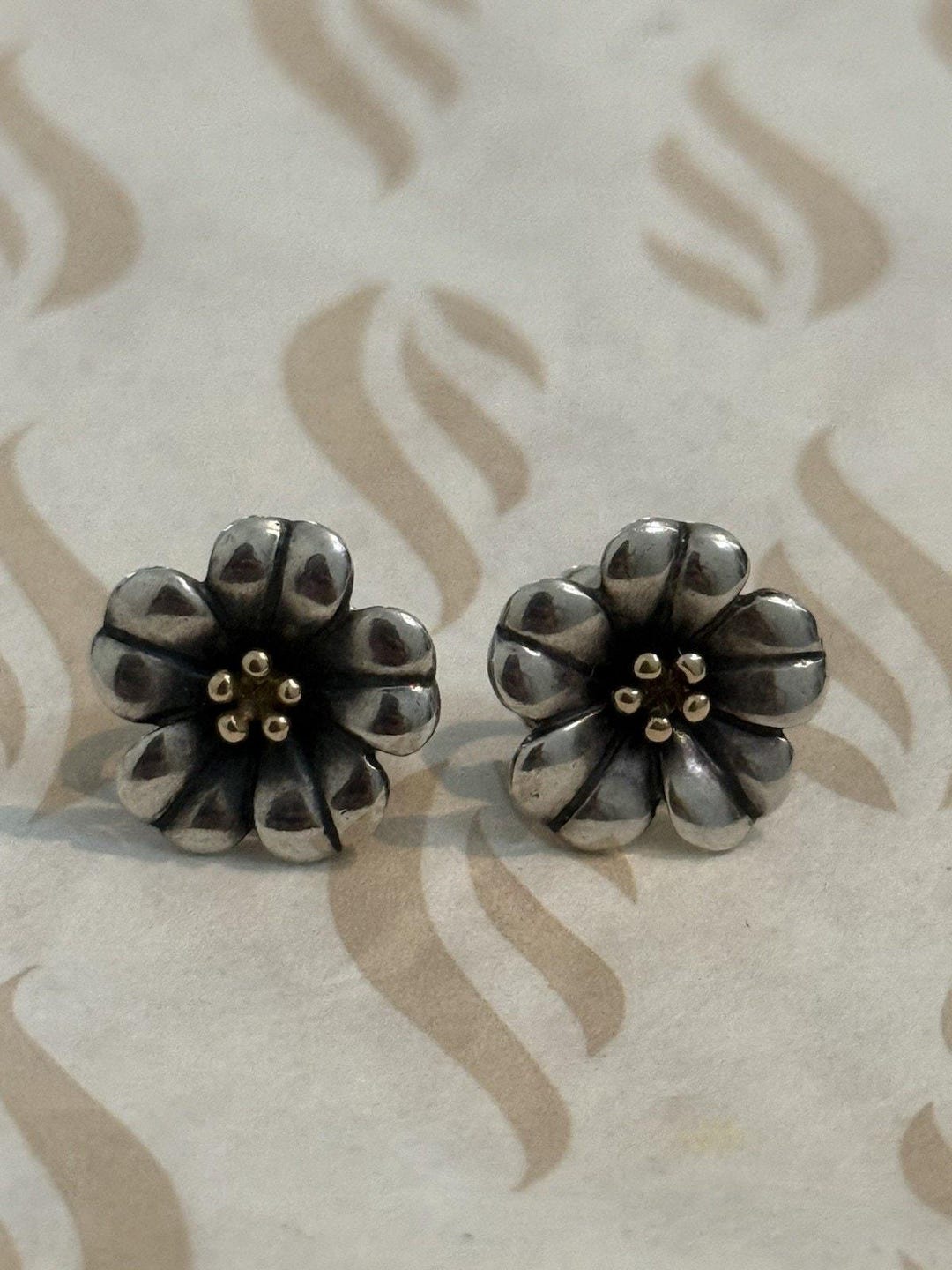 James Avery seltene 18k Gold & 925 Silber April Blume Ohrstecker - Etsy.de