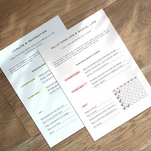 Printable Wheel of Life Worksheet, Weekly Habit Tracker, Life Goals ...