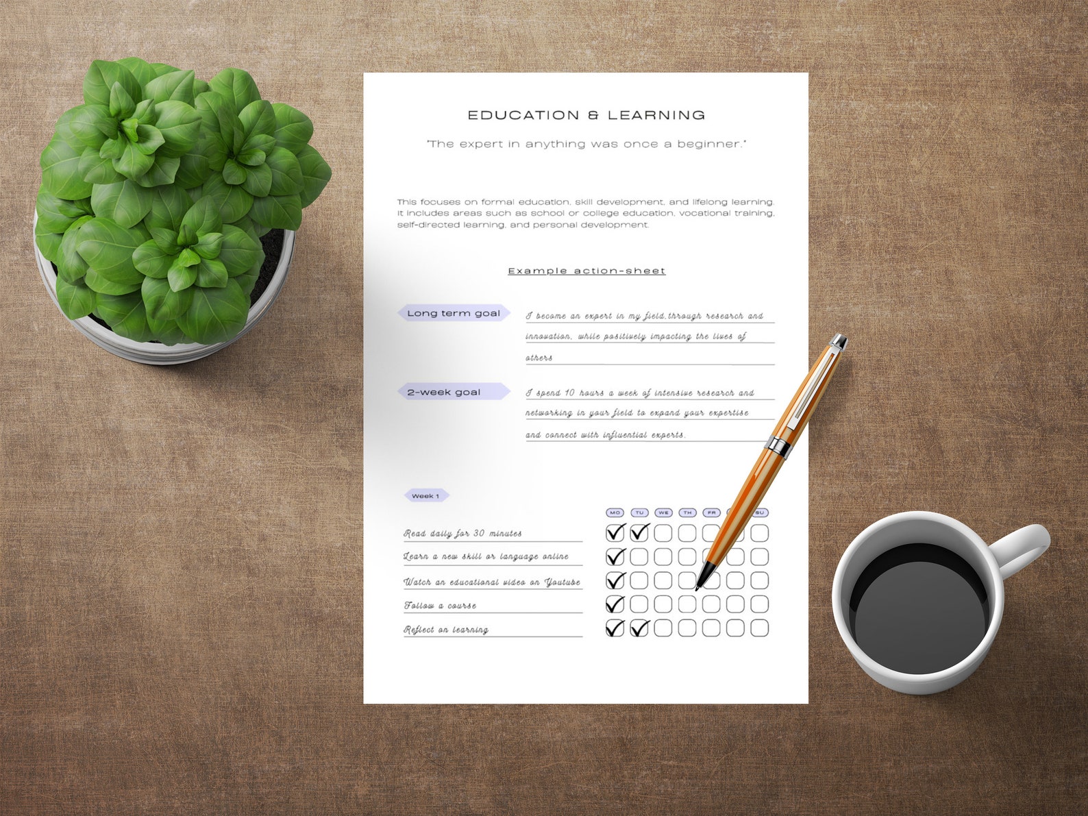 Printable Wheel of Life Worksheet, Weekly Habit Tracker, Life Goals ...
