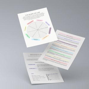 Printable Wheel of Life Worksheet, Weekly Habit Tracker, Life Goals ...
