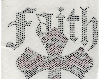 Faith Cross Blinged Out Outline - Custom Color - Iron on Rhinestone ...