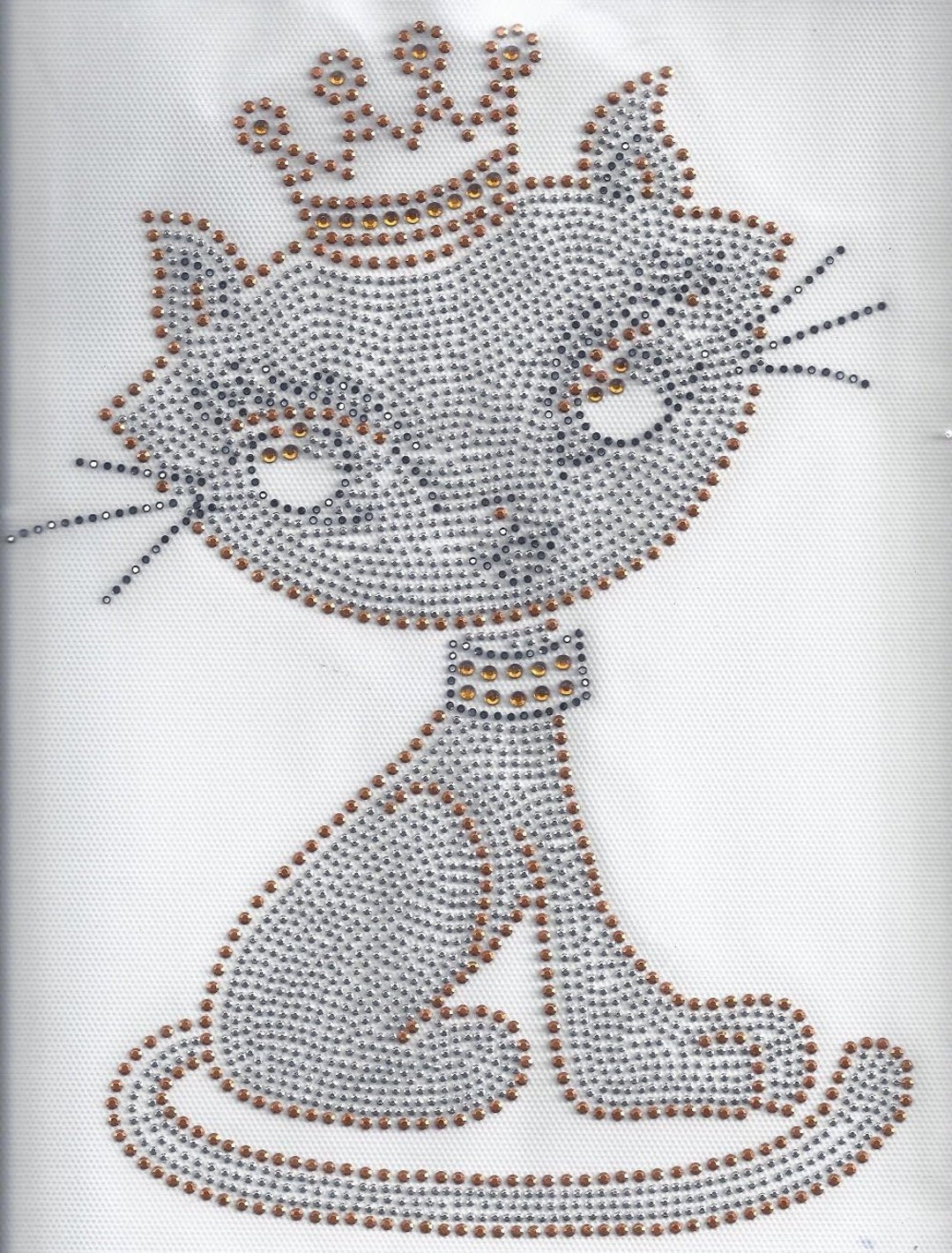 Cat Kitten Feline Rhinestone Iron on Heat Press Crystal MOTIF Hotfix ...