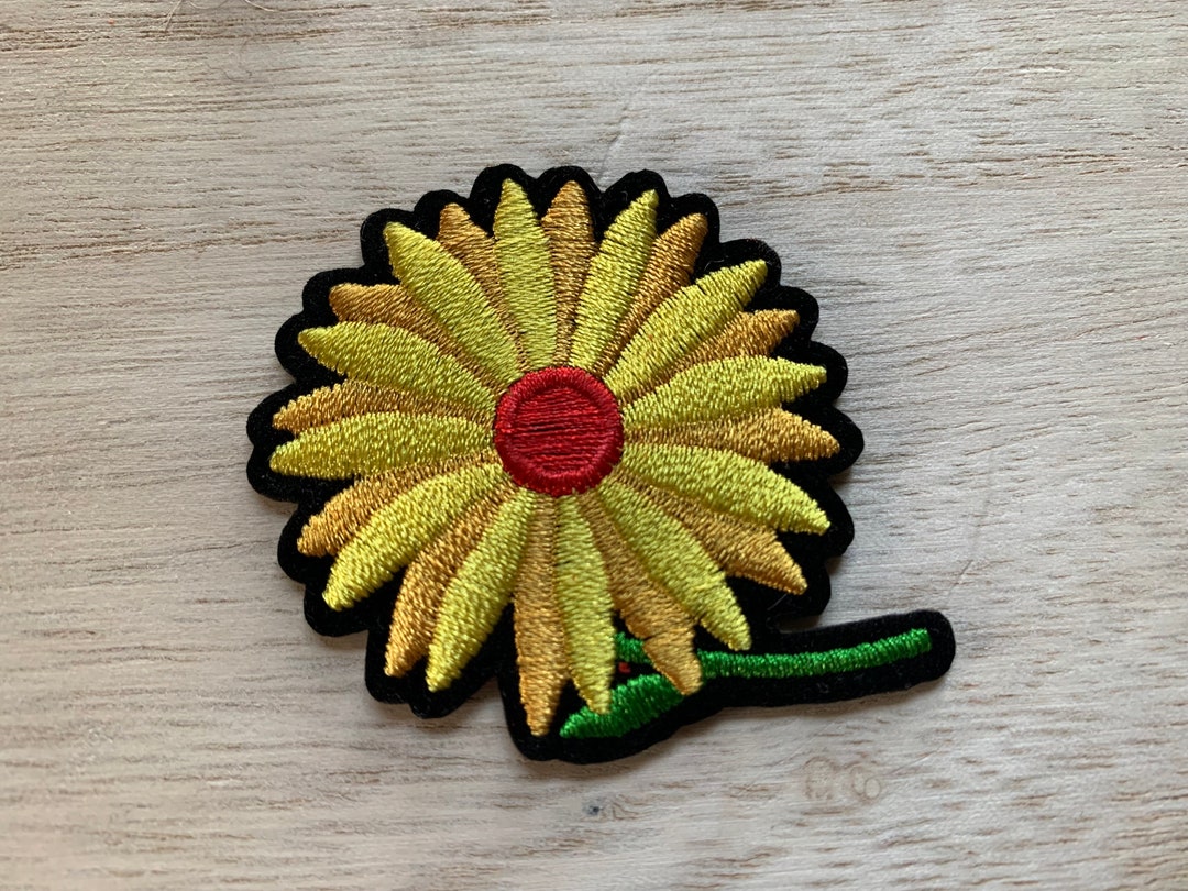 Yellow Flower, Daisy, Petal Patch, Iron on Patch, Embroidered Patch ...