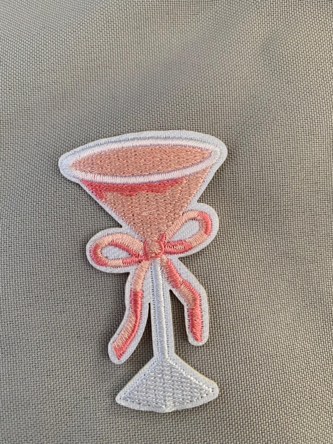 Pink Martini Patch, Coquette Bow Drink, Iron-on Patch, Embroidered DIY ...