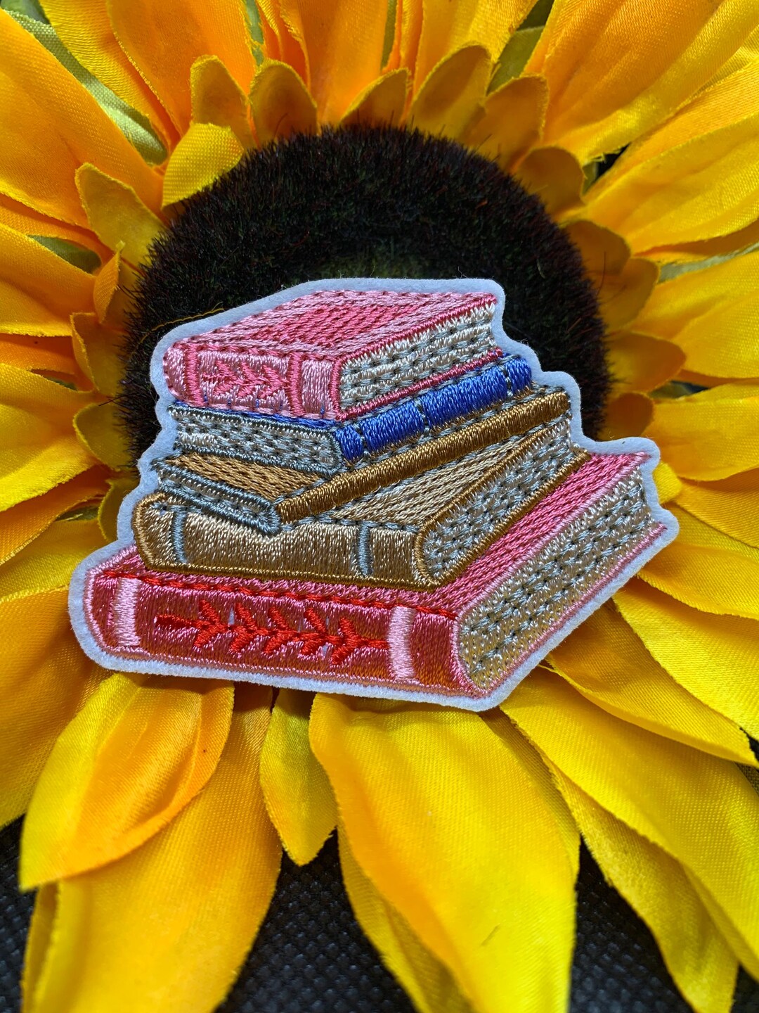 Stack of Books Embroidered Iron-on Patch - Embroidered Accessory for ...