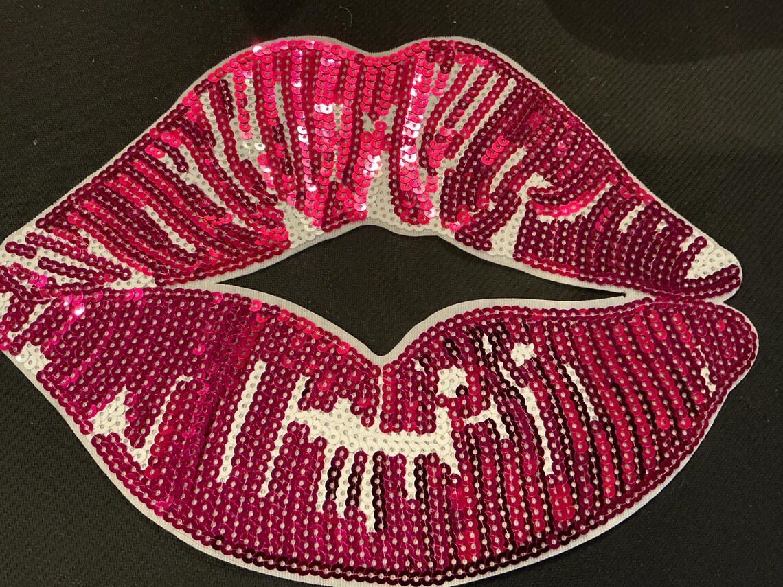 Lip Patch, Red Lips Patch, Sequin Patch, Iron on DIY Iron-on Sew-on ...