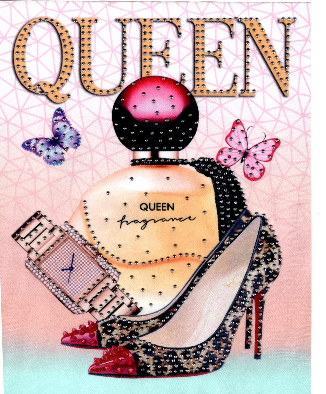 Fashion Queen Iron on Heat Press Applique Rhinestone Transfer DIY ...