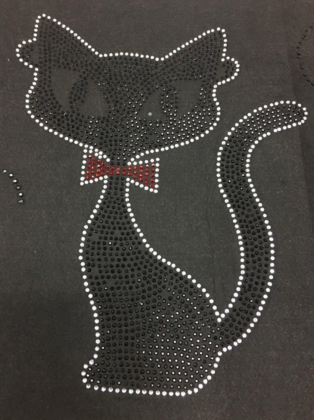 Black Cat Kitten Feline Rhinestone Iron on Heat Press Crystal MOTIF ...