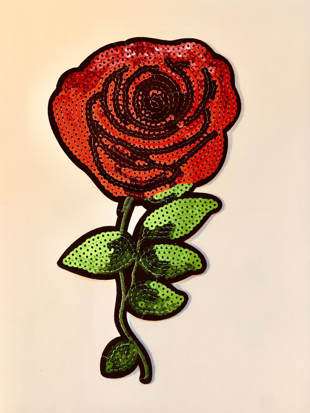 Rose Flower Sequin DIY Iron-on Sew-on, Applique, Crafts, Jacket, Mask ...