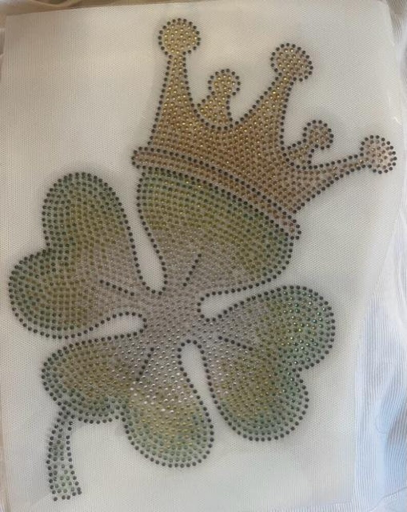 St. Patrick's Day Rhinestone Four Leaf Clover Hot Fix Heat Press ...