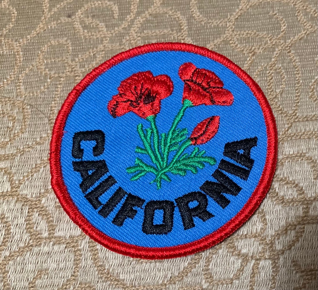 California Patch - Poppy Flower, CA Republic Flag Badge Patch, Trucker ...
