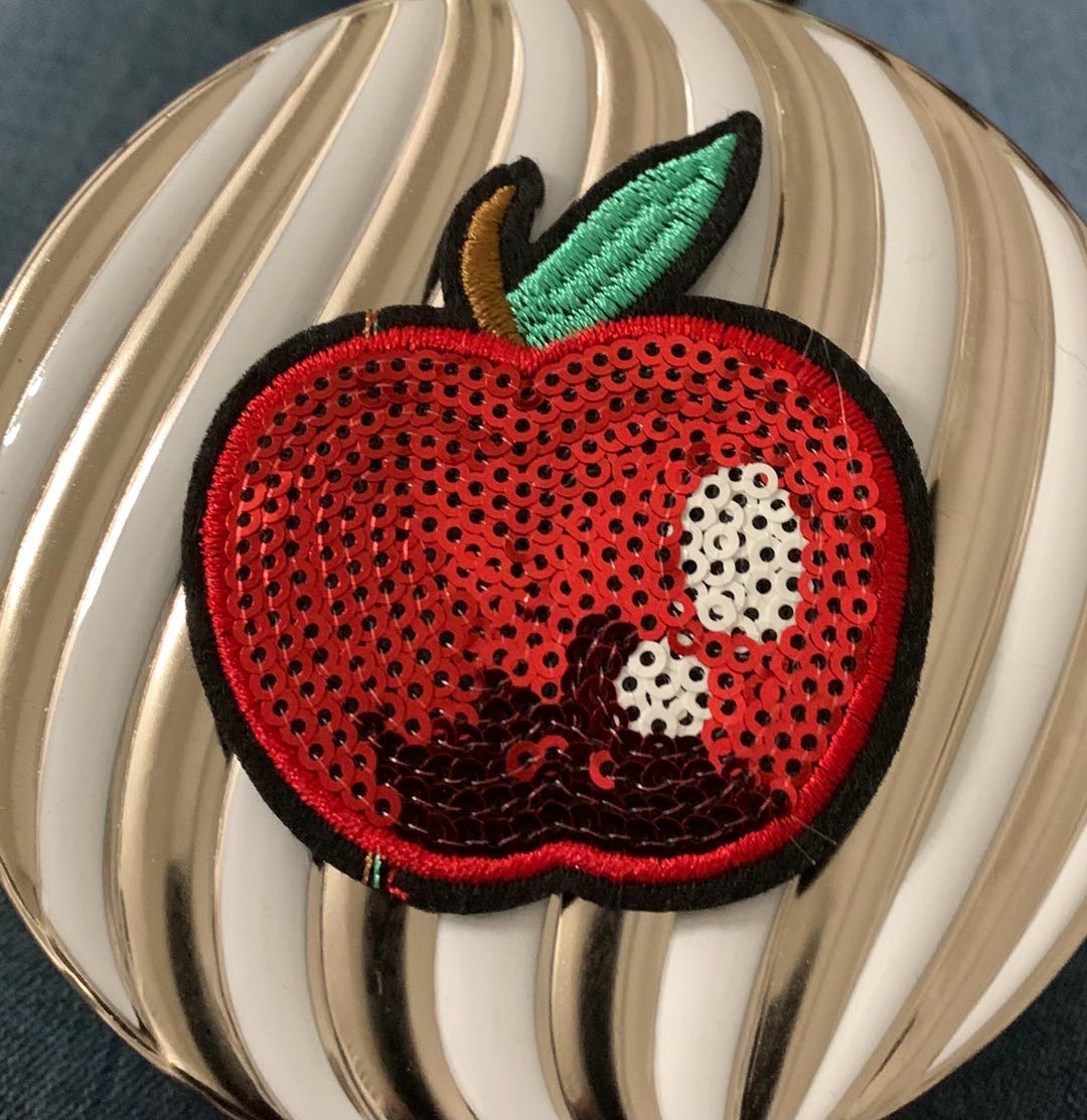 Apple Patch, Red Apple Iron, Embroidery Patch, Teacher, Red Apple Patch ...