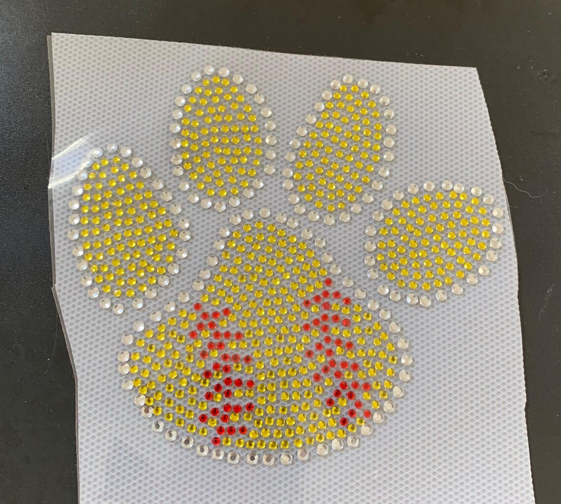 Softball Rhinestone Iron On, Paw Print, MOTIF School Sports Crystal ...