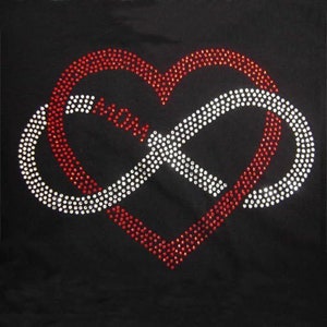 Infinity Rhinestone Heart Iron on Hot Fix Motif Applique Mother's Day ...