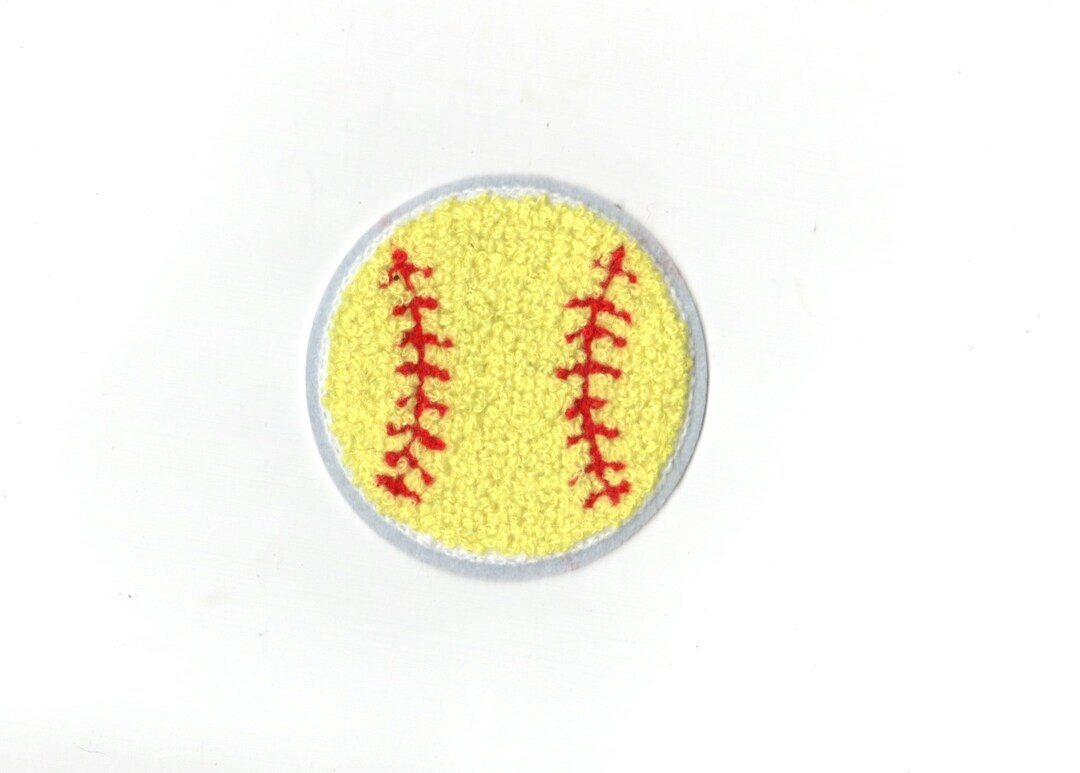 Iron on Softball Patch Red/yellow Chenille Patch Embroidered DIY Iron-on/sew-on, Applique ...