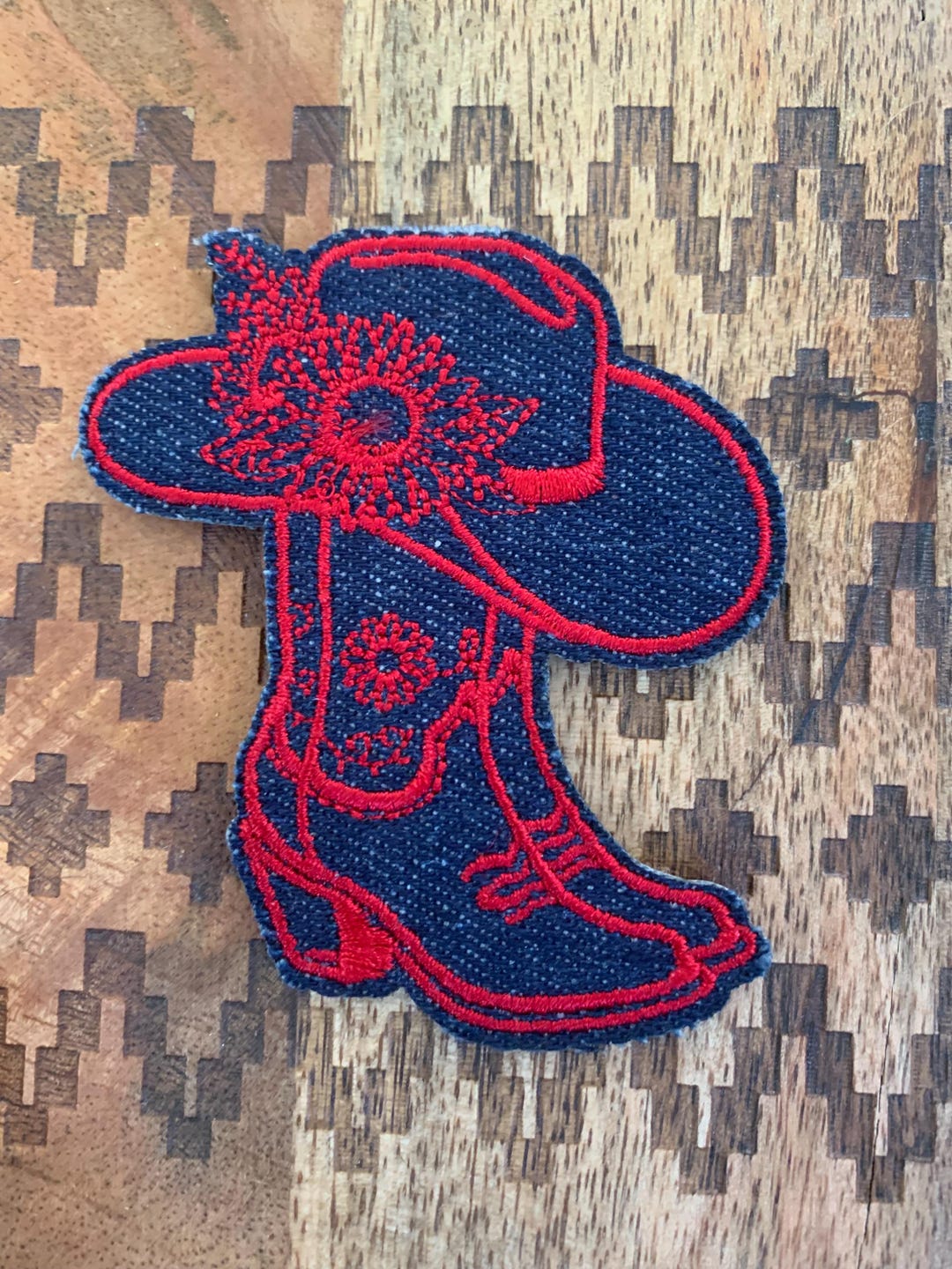 Cowgirl Boot Patch, Denim Patch, Cowboy Iron on Patch, Embroidered ...