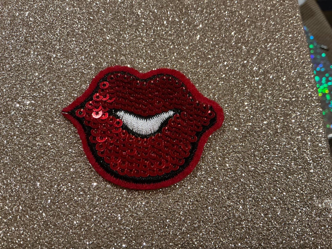 Lip Patch, Red Lips Patch, Sequin Patch, Iron on DIY Iron-on Sew-on ...