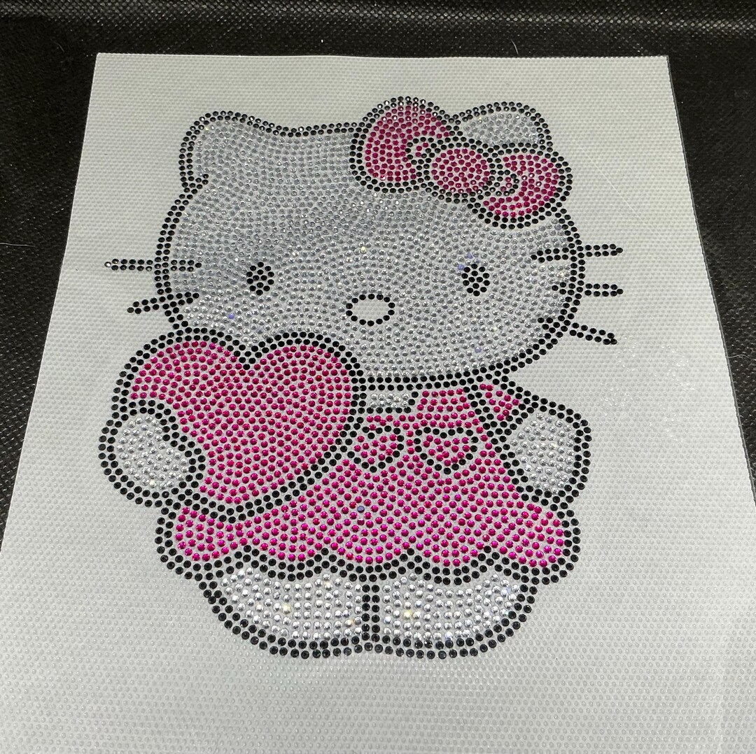 Kitty Rhinestone Heat Transfer Hello Kitty White Cat, Iron on Patch ...