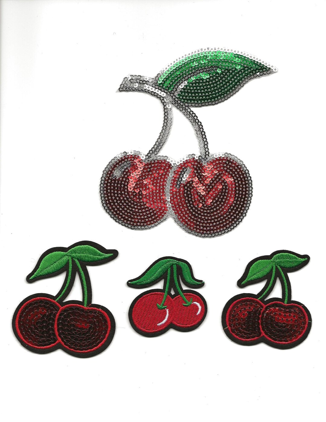 Cherry Fruit Red Embroidery Patch, DIY, Embroidered Applique Motif ...